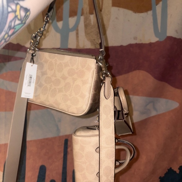 Coach | Bags | Coach Beige Mini Bag With Silver Accents | Poshmark